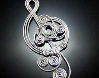 Metal Treble Clef Wall Silhouette 7.5 x 14