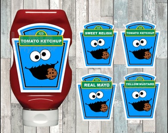 Cookie monster label | Etsy