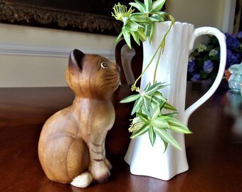 Carved wooden cat | Etsy