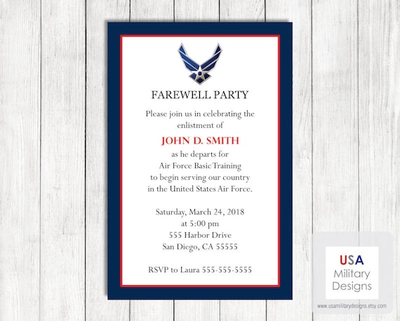 Air Force Farewell Invitation Printable US Air Force Farewell