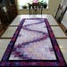 Large Quilted Batik Bargello Runner table bed lavender purple