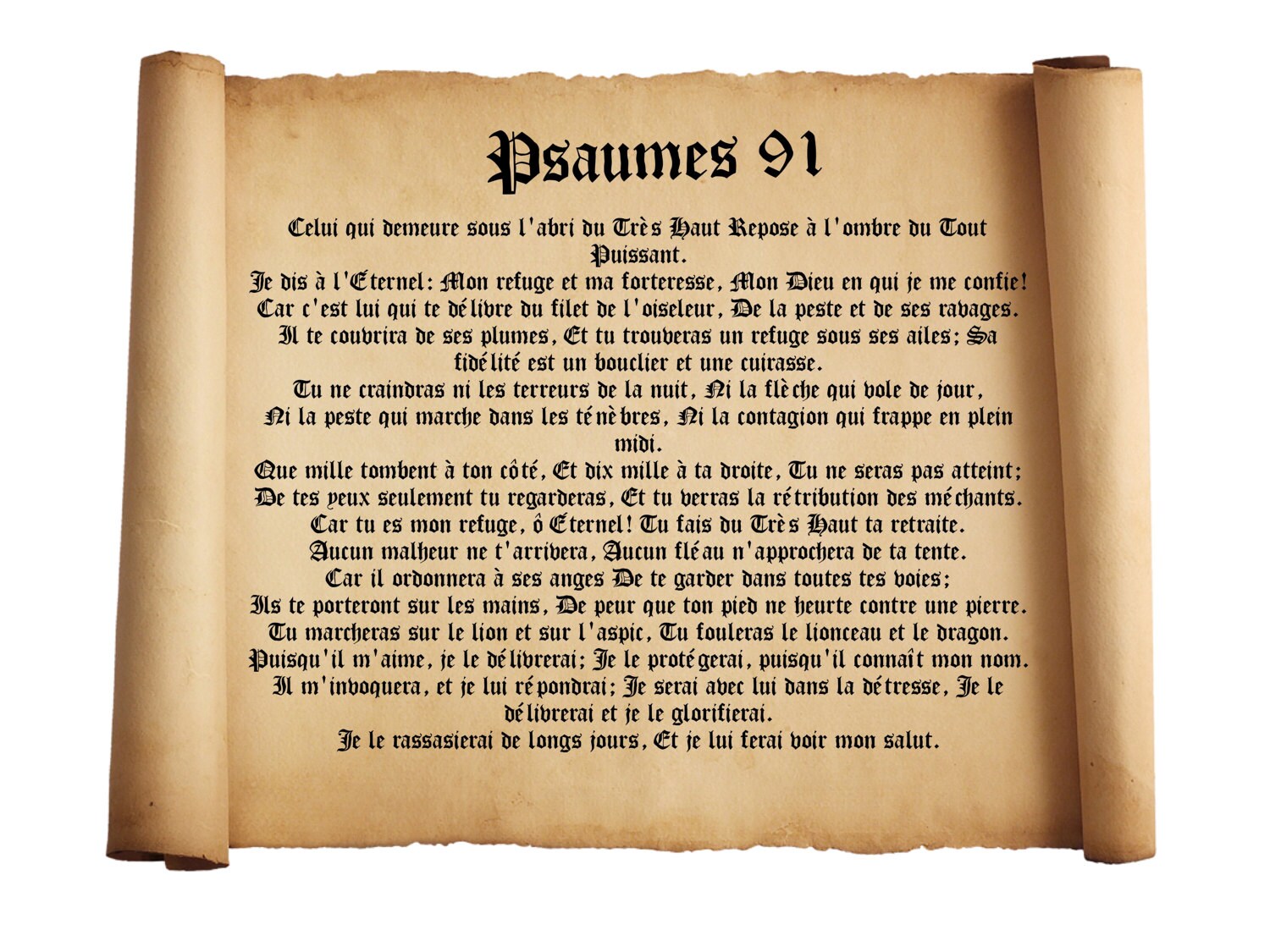 French Psalm 91 Poster Bilingual Bible Poster French Psalm 91 Poster Bilingual Bible Poster