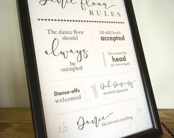 Dance floor rules sign Chalkboard Dance Floor Rules Custom