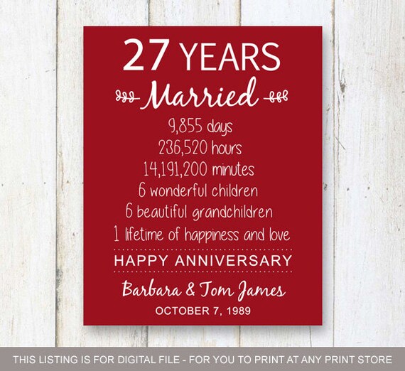 27th Wedding Anniversary Gift For Parents 27 Years Wedding 27th Wedding Anniversary Gift For Parents 27 Years Wedding