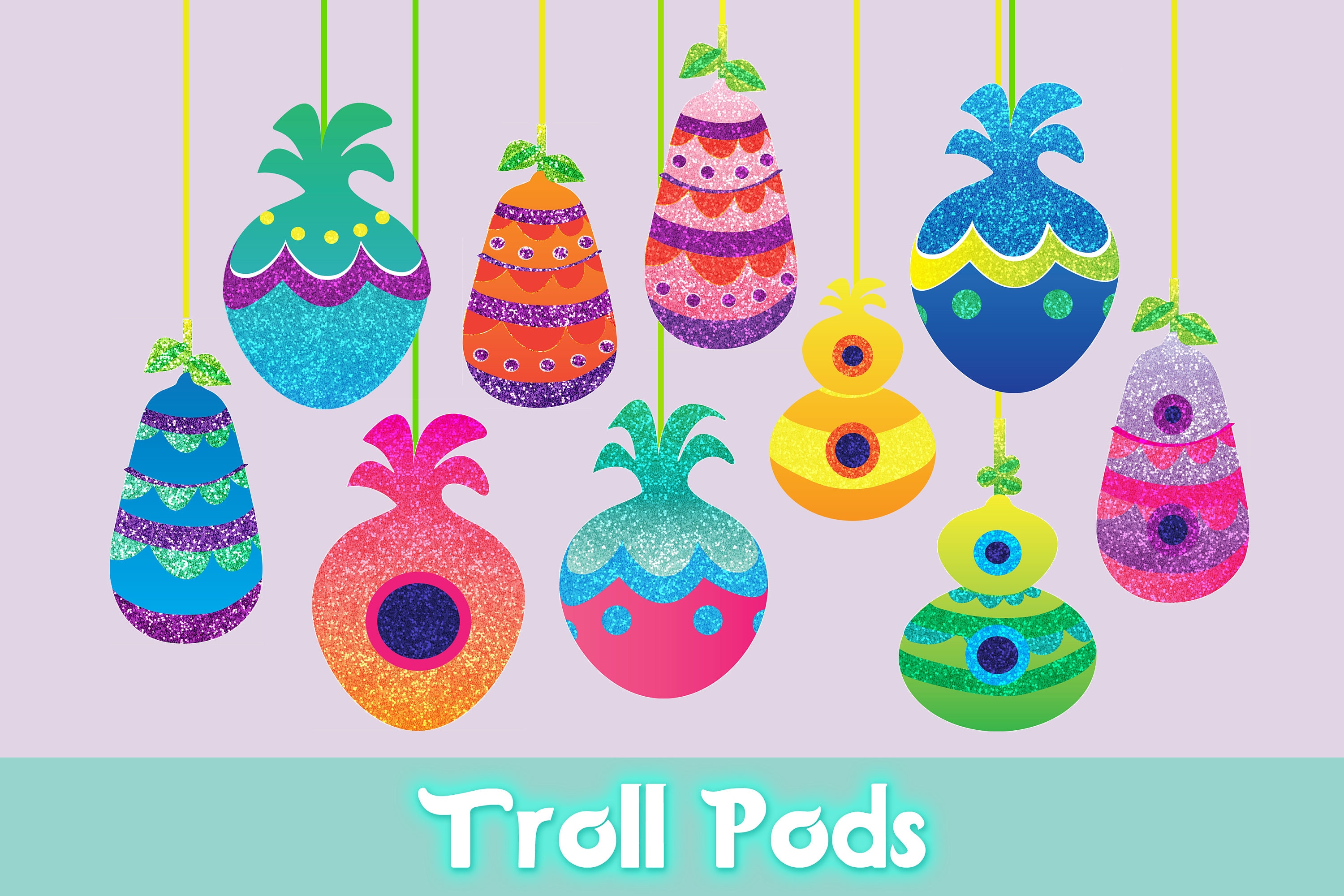 Troll Pods Digital Print Trolls Party Decor