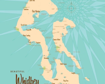 Whidbey island map | Etsy