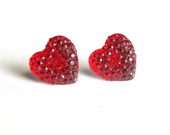Red heart earrings | Etsy