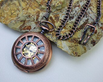 Copper pocket watch | Etsy