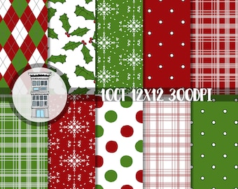 Christmas Sparkle Glitter Digital Paper Pack Instant Download