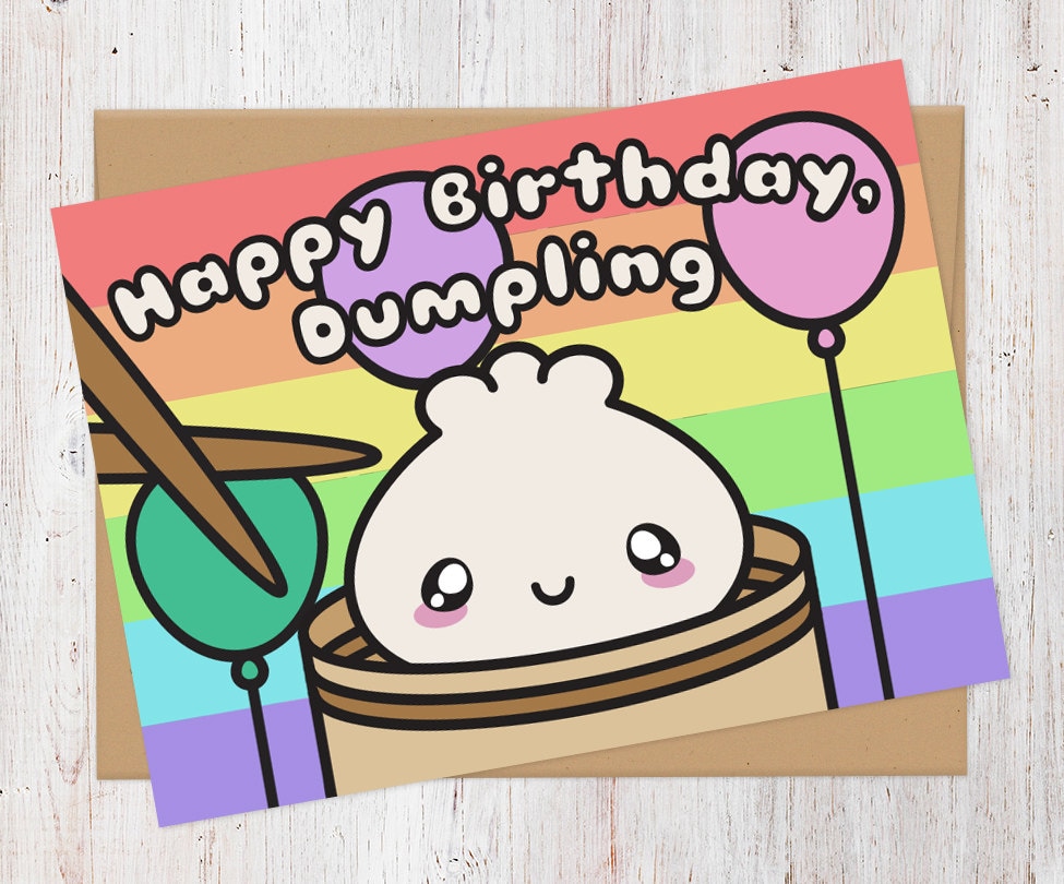 Happy Birthday Dumpling Dim Sum Card Birthday Card 100%