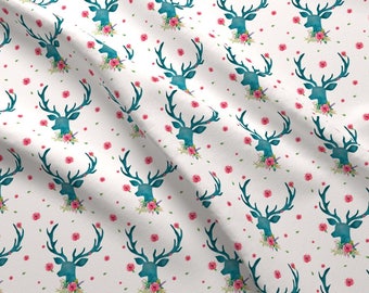 Floral deer fabric | Etsy