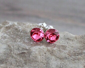 Pink Studs Pale Pink Crystal Stud Earrings Pink Wedding Single