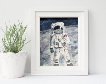 Astronaut painting | Etsy