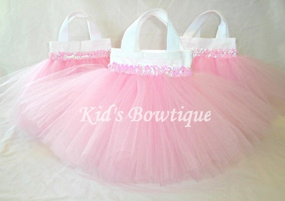Set of 6 Sweet Baby Pink TUTU Sequins Party Favor Tutu Bags