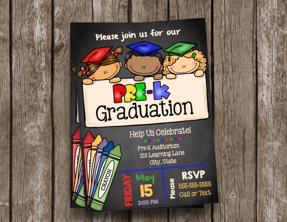 Pre K Graduation Invitation Prek Announcement Pre K Pre K Graduation Invitation Prek Announcement Pre K