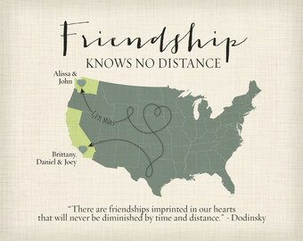 True Friendship Knows No Distance Gift Personalized Long