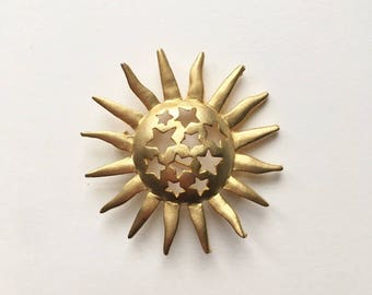 Sun Worshiper's Brooch Sun Pin Sun Moon Star Celestial