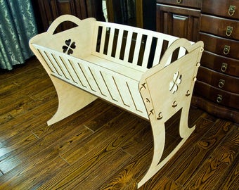 Wooden baby cradle | Etsy