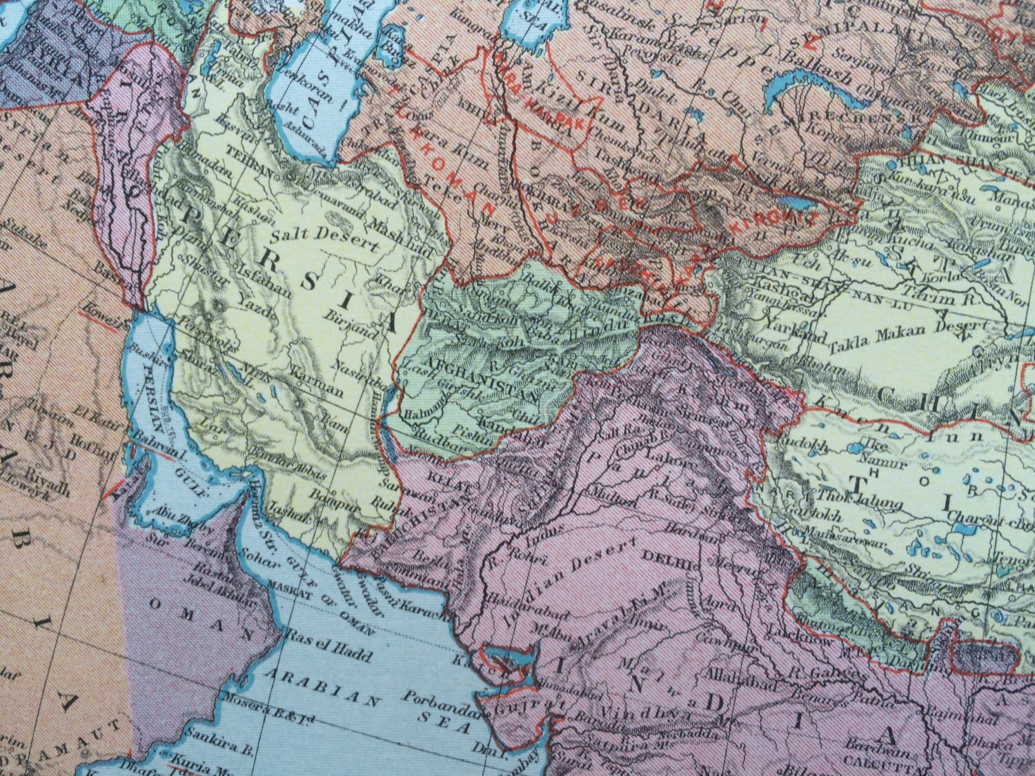 1920 ASIA Original Vintage Map, 12 x 14.5 inches, historical wall decor ...