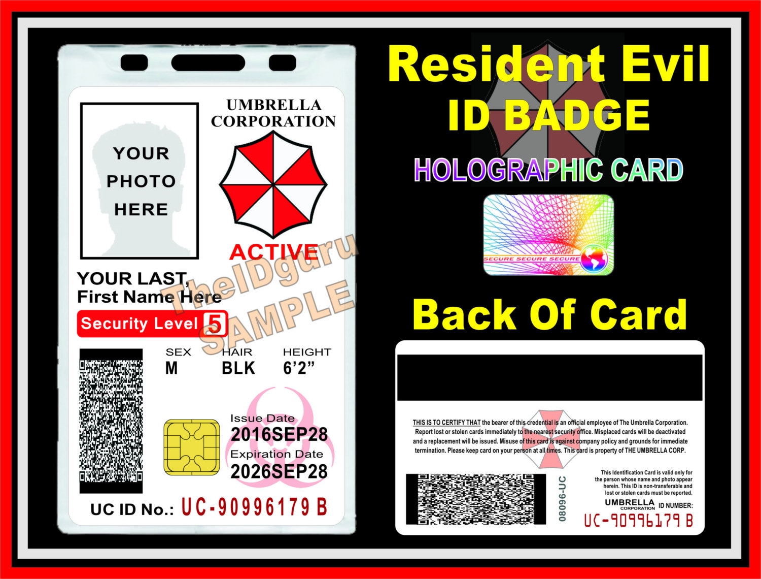 Resident Evil ID Badge / Card Prop Holographic Custom
