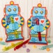 Cute robot valentine's day printable card with treat