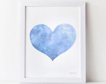 Blue heart print | Etsy