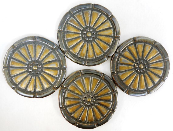 Mosaic Tile Coasters WAGON WHEEL Handmade Ceramic Tile