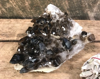 Irradiated Smoky Quartz Cluster Dark Smoky Quartz Crystal