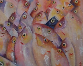 Painting of fish | Etsy