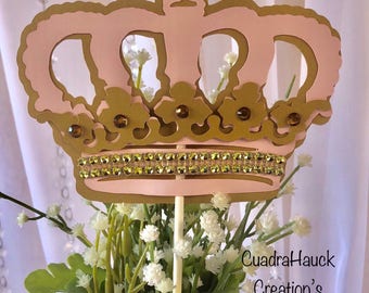 Royal Crown Centerpiece Stick/ Royal blue and gold/ Royal baby
