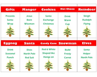 Printable Christmas Carol Game Cards for Pictionary or
