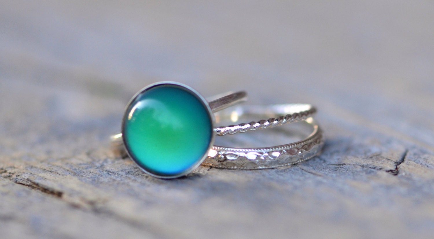 Mood Ring Mood stone Rings silver rings Mood Ring Set Boho