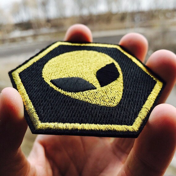 Alien Gold Patch Iron On Embroidered Patches Applique Space