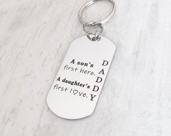 new dad gift keychain a sons first hero dad keychain