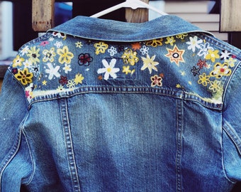 Hand painted denim | Etsy