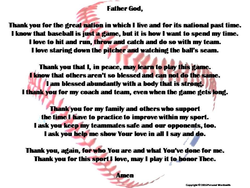 Baseball Prayer Digital Print Download Christian Baseball