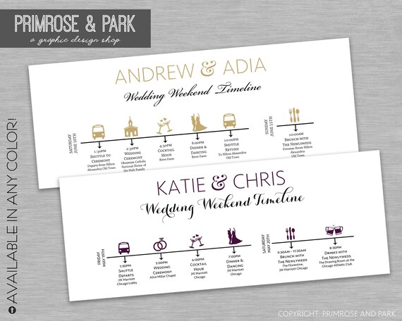 Wedding Timeline Cards Wedding Day Itinerary Wedding