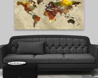 World map canvas | Etsy