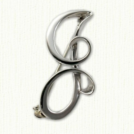 Custom Initial Monogram J Pin 1 1/2 size All Metals