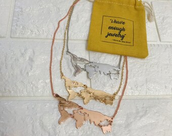 World map necklace | Etsy