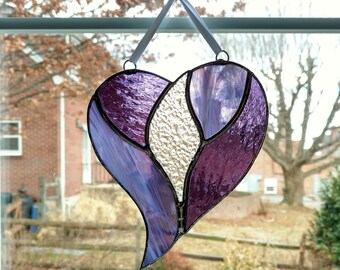 Purple glass hearts | Etsy
