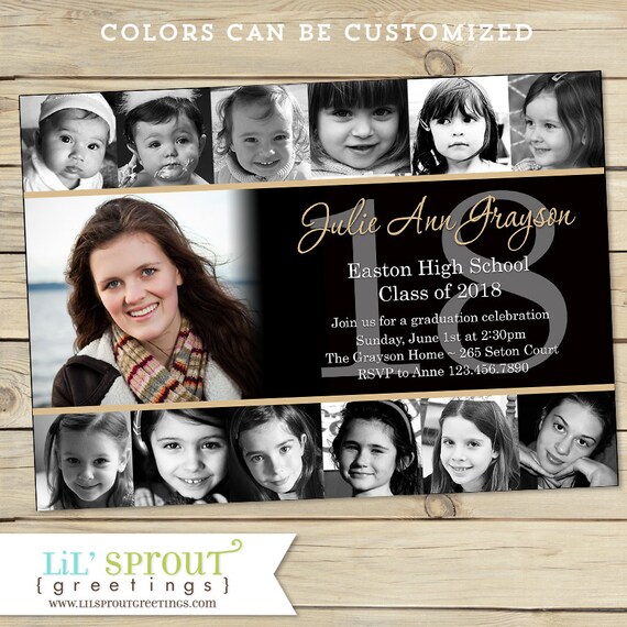 Collage Style Graduation Announcement Invitation Print Your