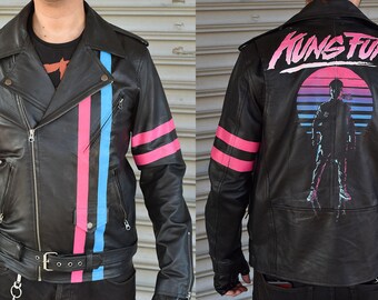 Punk leather jacket | Etsy