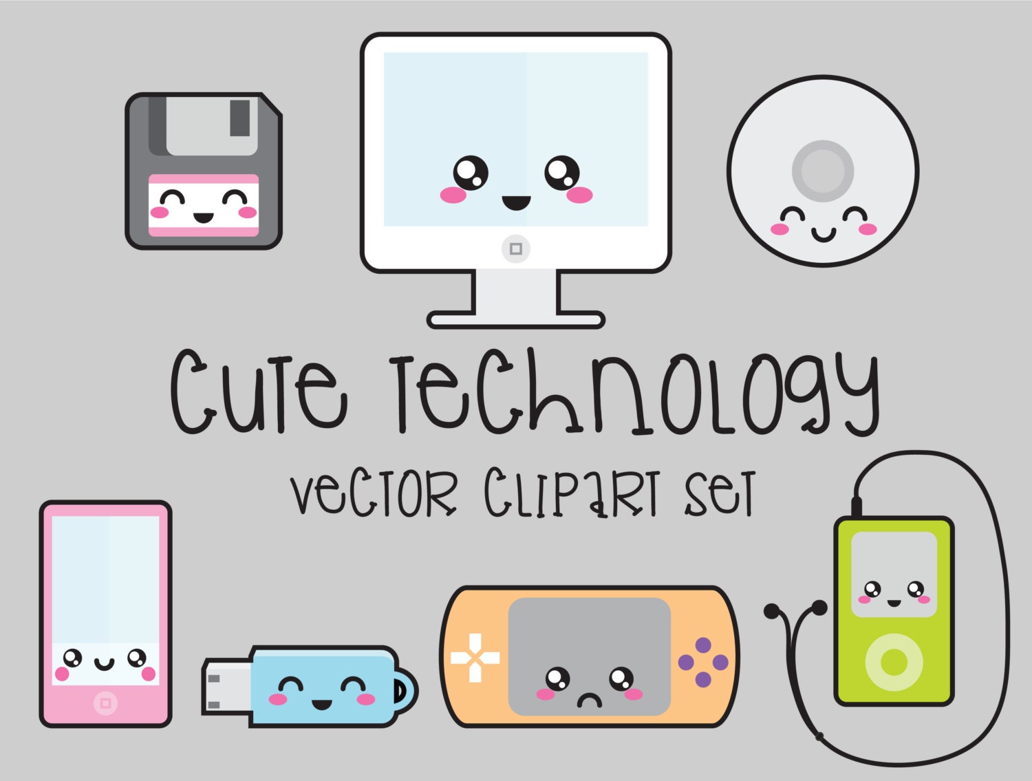 Premium Vector Clipart Kawaii Technology Clipart