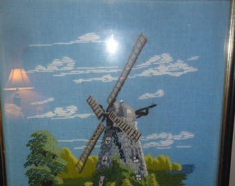 Dutch Windmill Art Print Abstract Watercolor Painting Wall