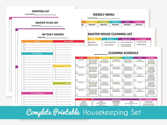 Complete Printable Housekeeping Set EDITABLE Home