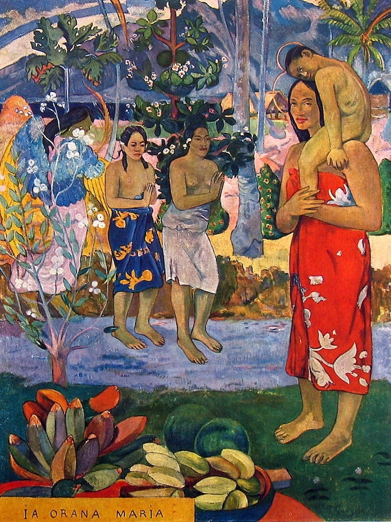 D'arte stampa Gauguin Ia Orana Maria capolavoro