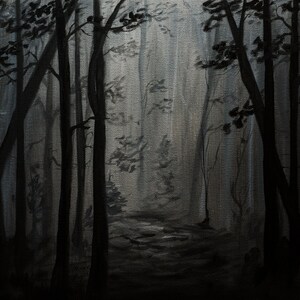 Dark forest painting | Etsy