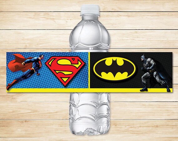 Batman Superman Water Bottle Label // Batman Superman Drink