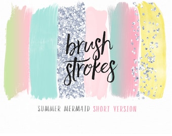 Pastel Brush Strokes Clip Art Hand Painted Summer Sherbet